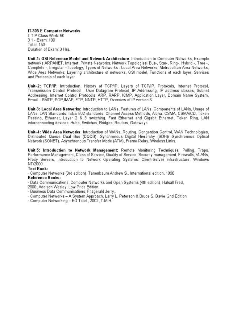 Syllabus Computer Network Pdf Computer Network Internet Protocol 2574