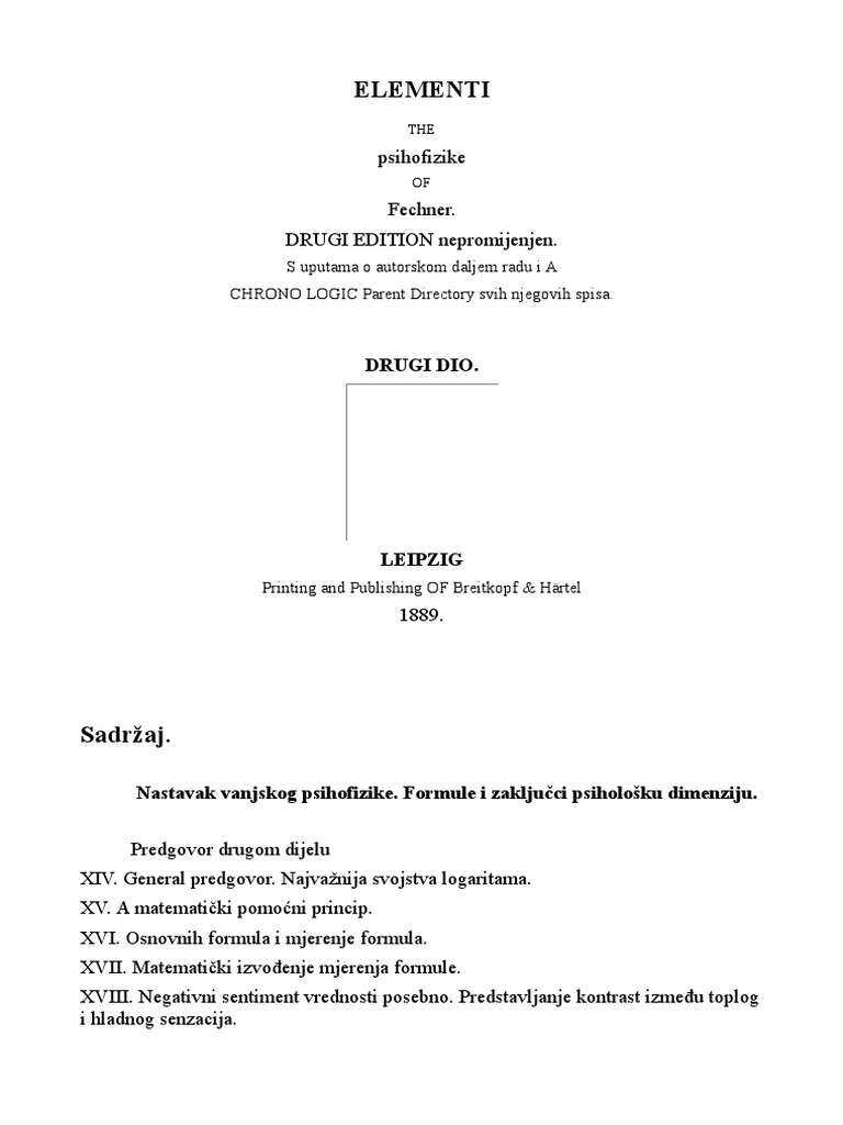 ELEMENTI The Psihofizike-02-Bosanski-Gustav Theodor Fechner | PDF
