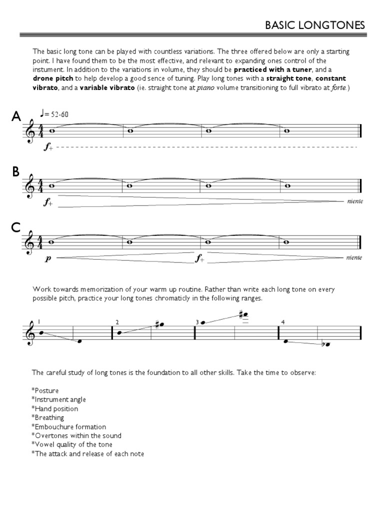 Exercises For Saxophone Mastery - Long Tones | PDF | Pitch (Music ...
