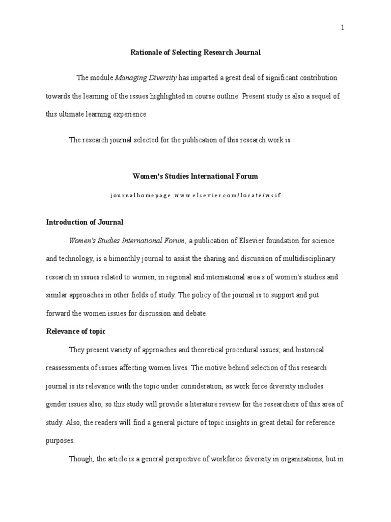 Rationale of Selecting Research Journal | PDF | Academic Journal ...