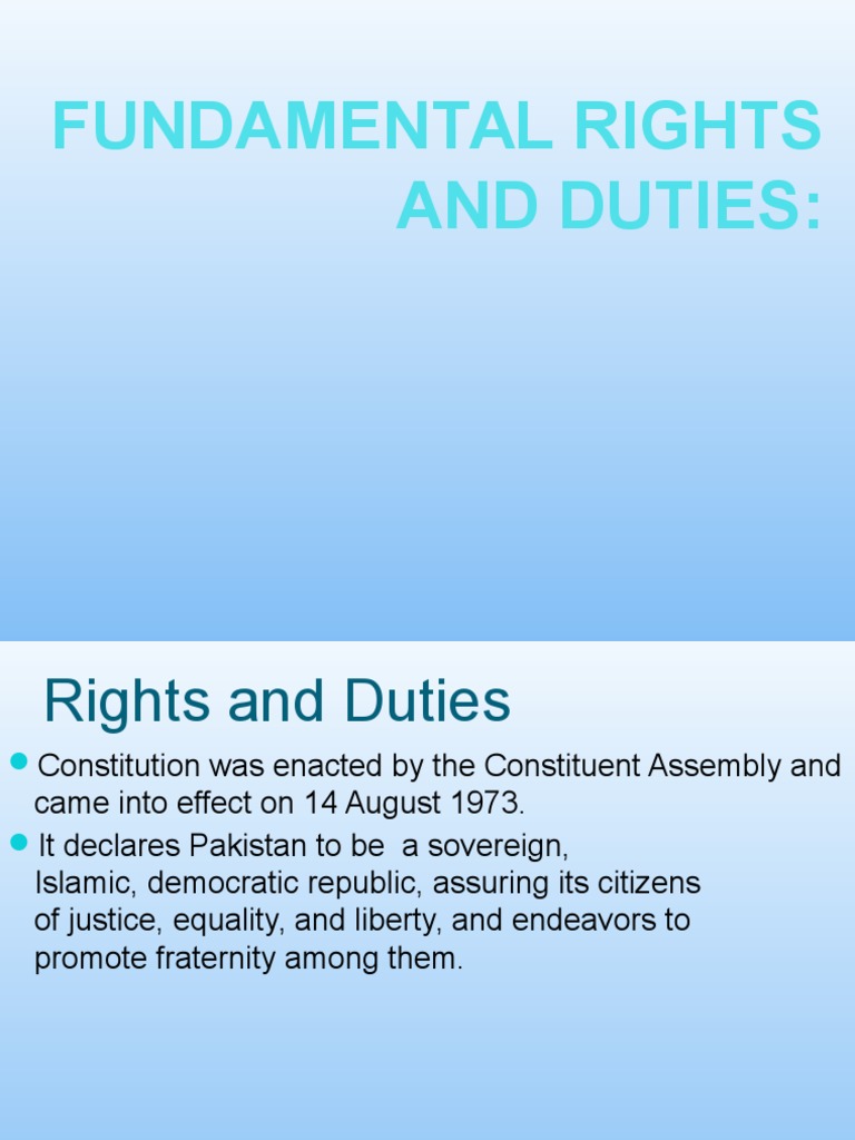 Rights and Duties of Citizens in Pakistan | PDF | Natural And Legal ...