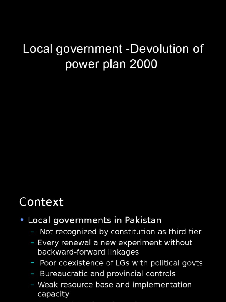 Devolution Plan 2000 in Pakistan | PDF