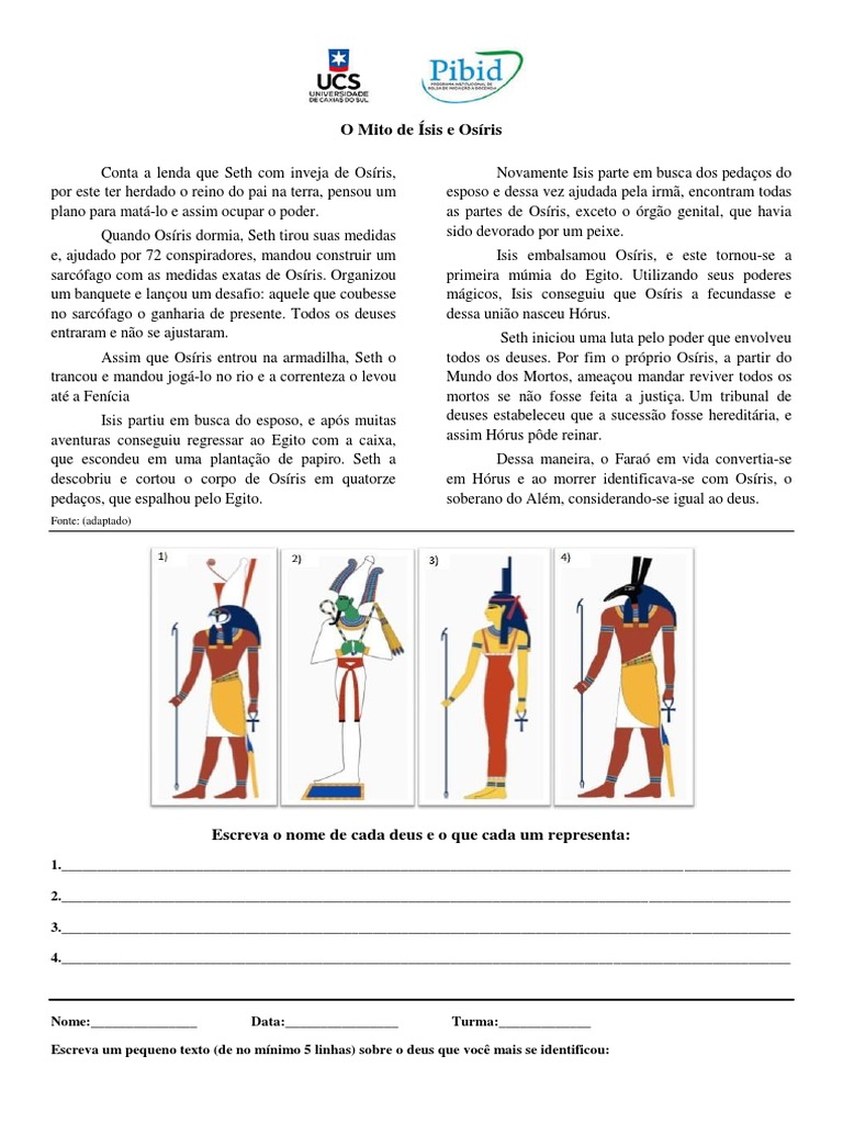 Atividade o Mito de Ísis e Osíris | PDF