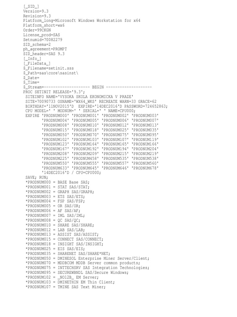 Sid File | PDF | Sas (Software) | My Sql