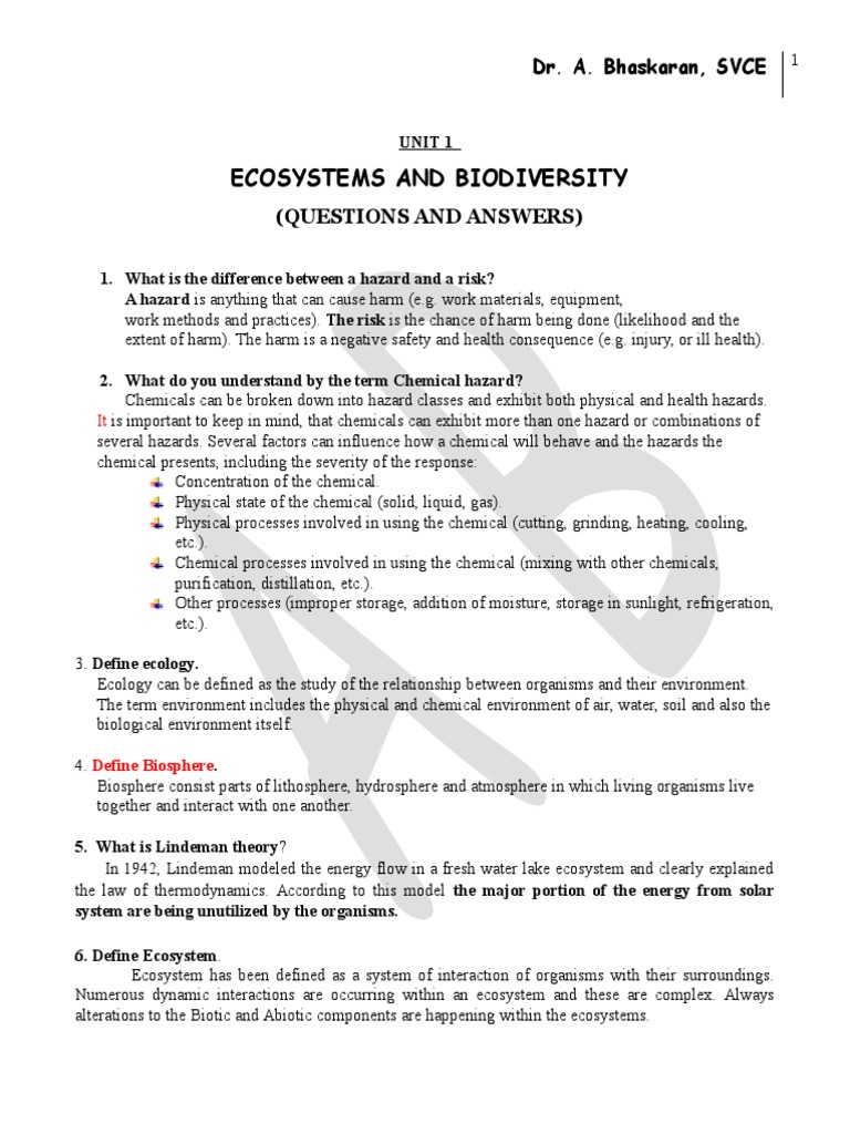 EVS Ecosystem Questions and Answers | PDF | Food Web | Ecosystem