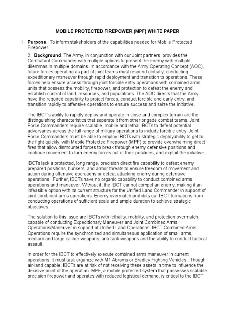 MPF Info Paper 10 Aug 16 For Release | PDF | Combined Arms | Maneuver ...