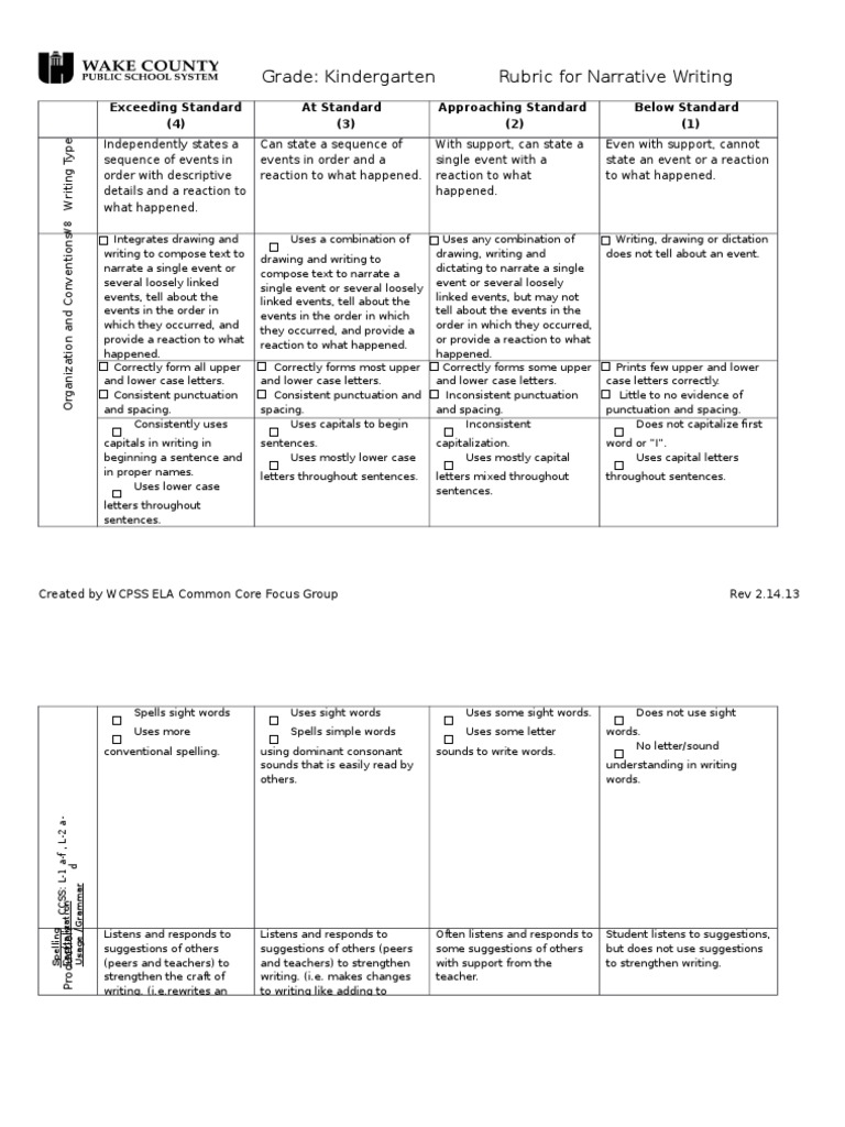 Narrative Writing Rubric | PDF | Letter Case | Sentence (Linguistics)