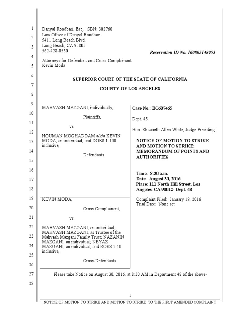 Motion to Strike Punitive Damages CA | PDF | Pleading | Punitive Damages