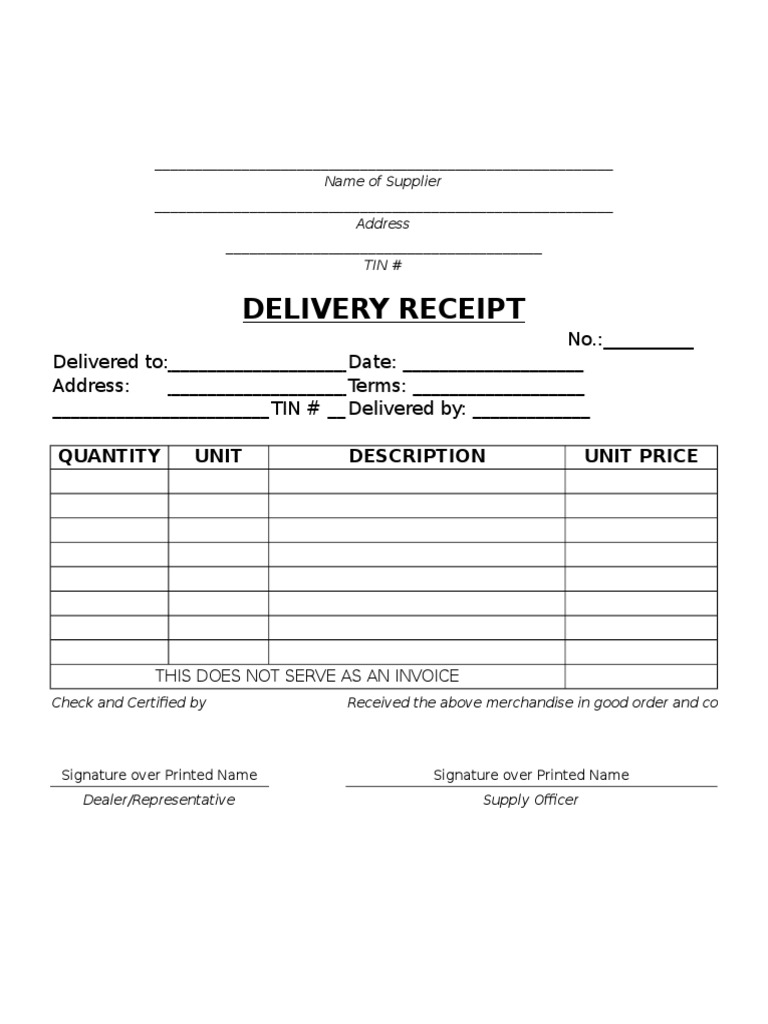 Delivery Receipt | PDF | Supply Chain Management | Business