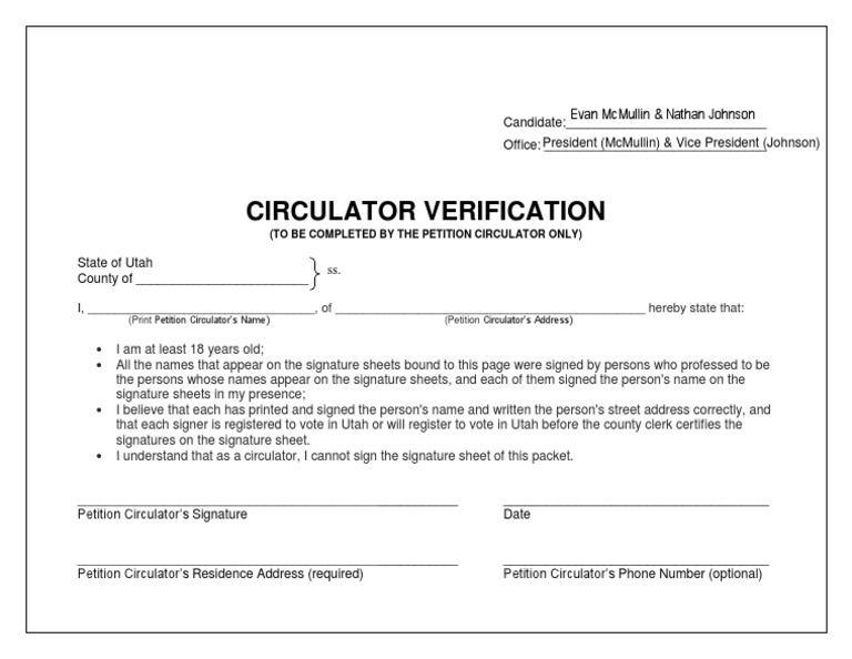 McMullin Campaign Signature Collection Form | PDF