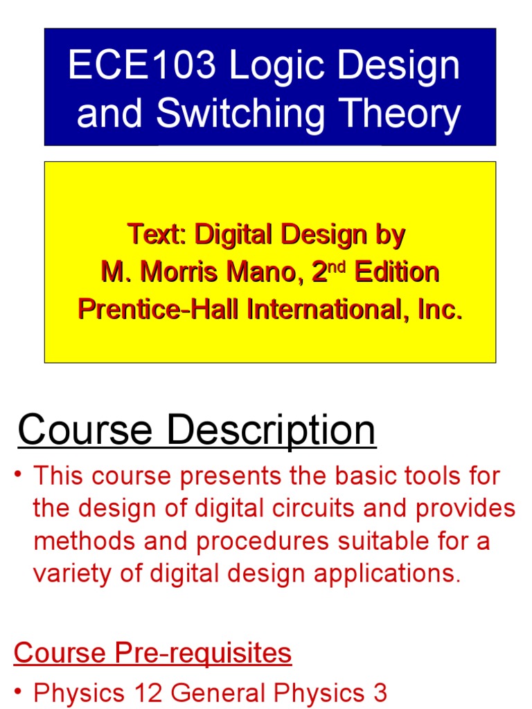 ECE103 Logic Design and Switching Theory | PDF | Subtraction | Boolean ...