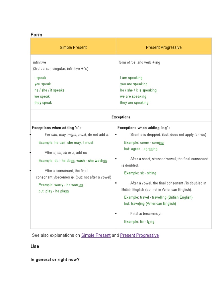 Simple Present - Present Progressive | PDF