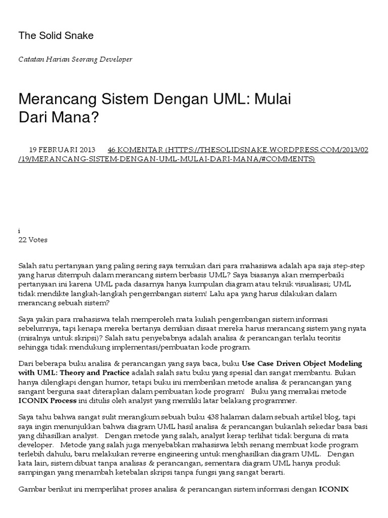 Merancang Sistem Dengan UML - Mulai Dari Mana - The Solid Snake | PDF