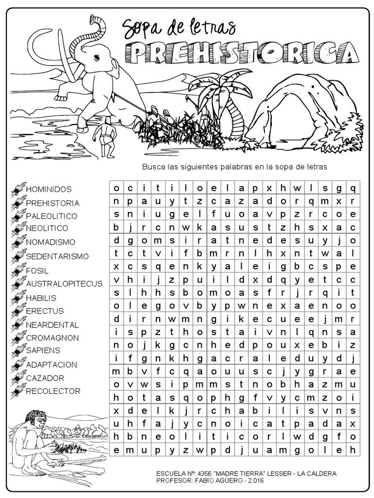 Sopa de Letras: Prehistoria y Pobladores | PDF