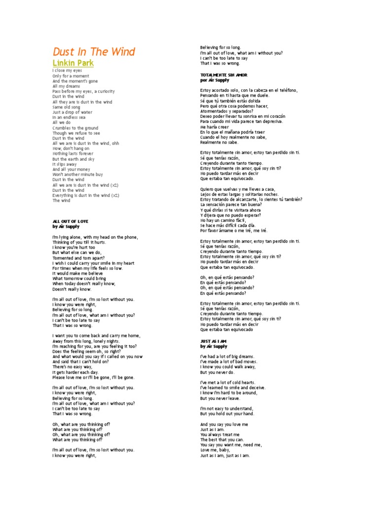 Dust in The Wind | PDF | Leisure | Entertainment (General)