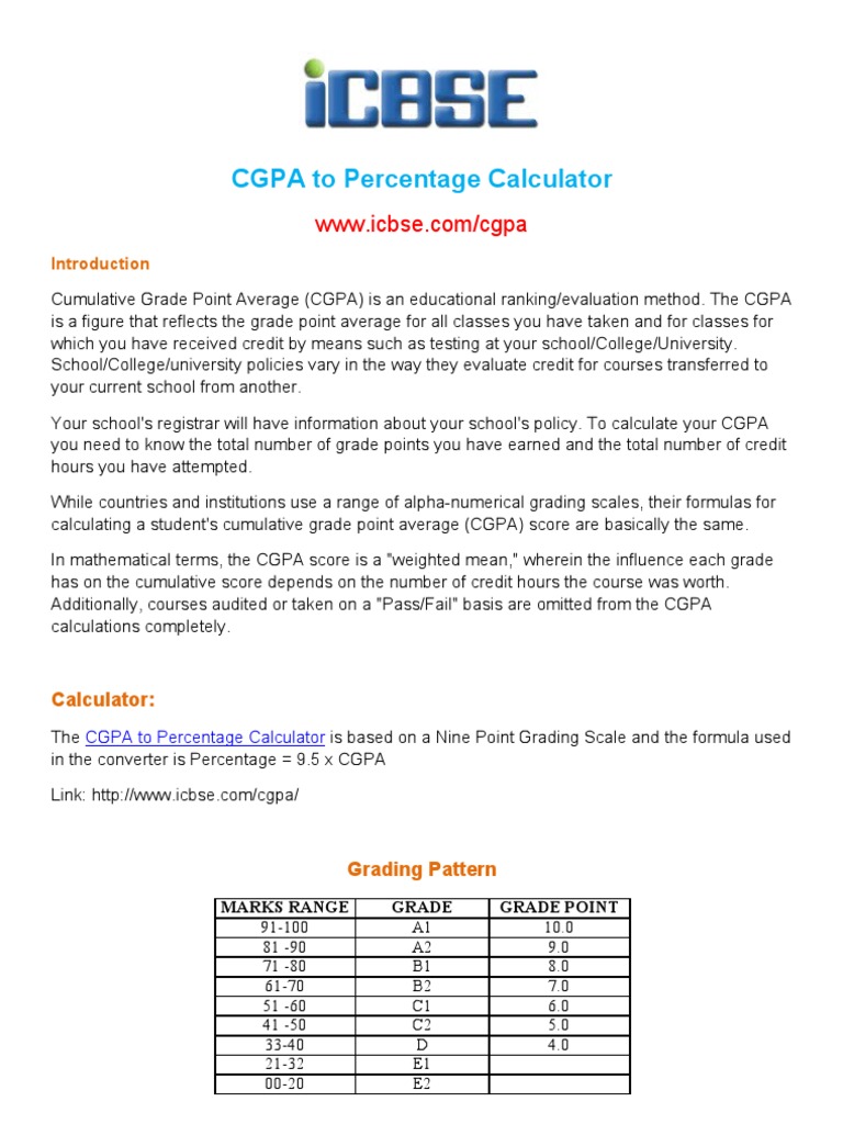 CGPA to Percentage Conversion Guide | PDF | Academia | Schools