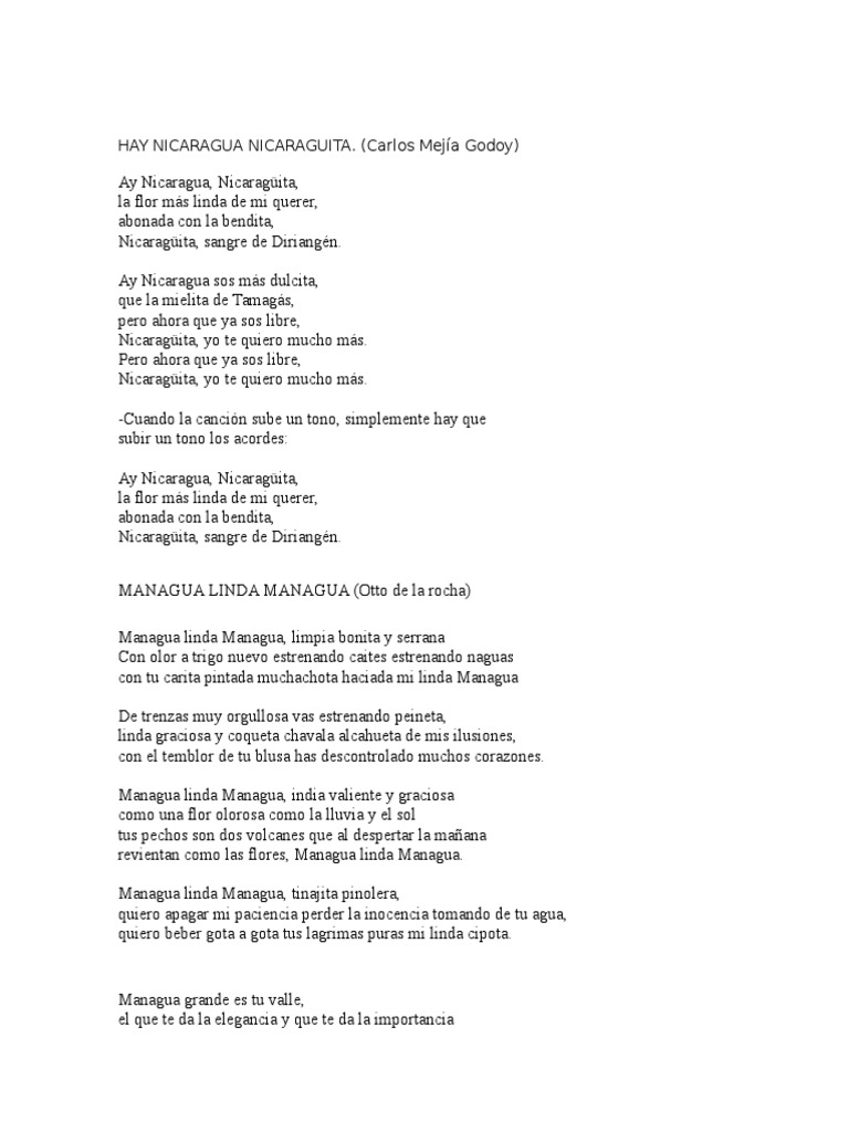 Canciones Nicaraguenses | Descargar gratis PDF | Entretenimiento (general) | Naturaleza