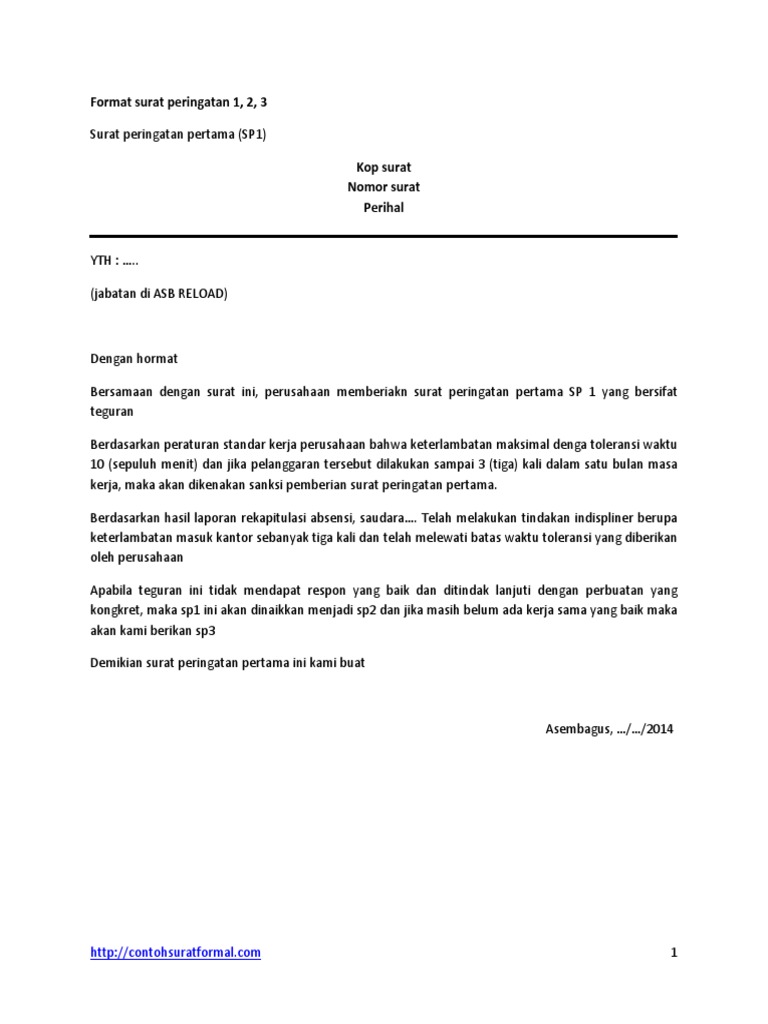 Contoh Surat Peringatan 1 2 Dan 3 Untuk Karyawan - Riset