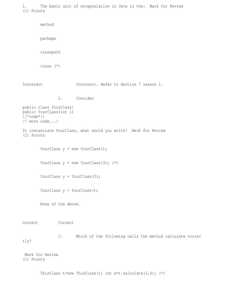Quiz 7 Pdf Java Programming Language Constructor Object Oriented Programming