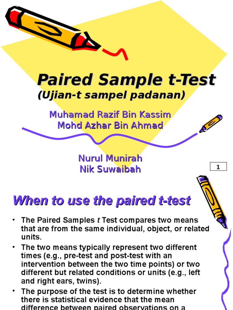 Paired Sample T-Test | PDF | Student's T Test | Mean