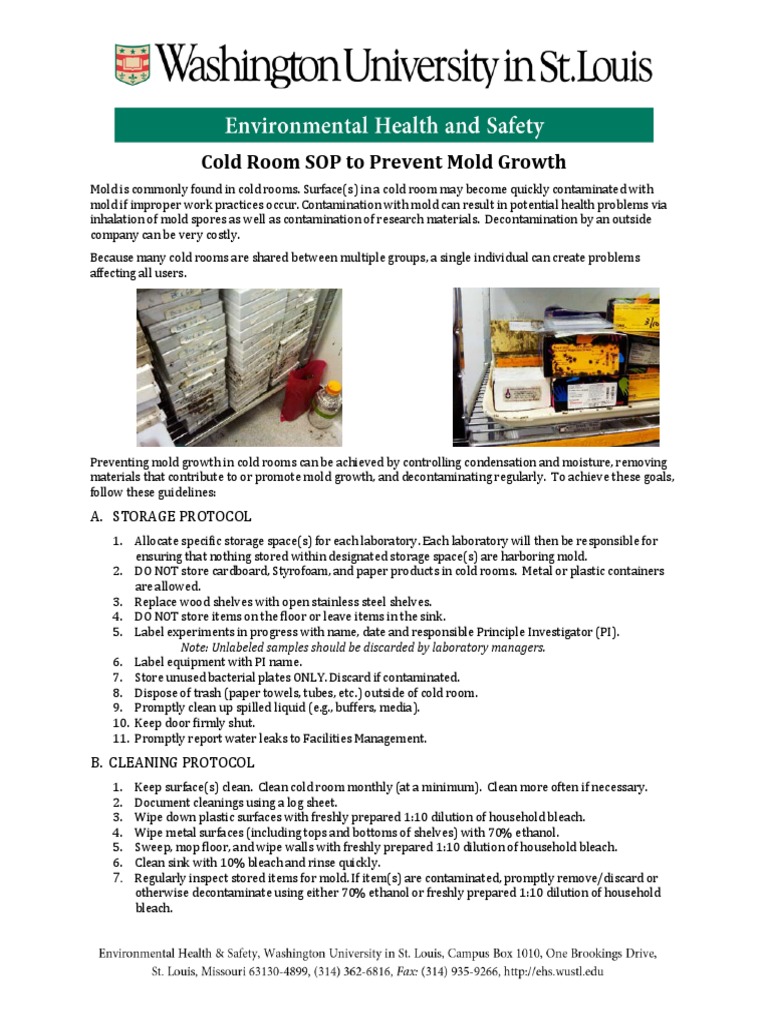 Cold Room SOP To Prevent Mold Growth | PDF | Home & Garden