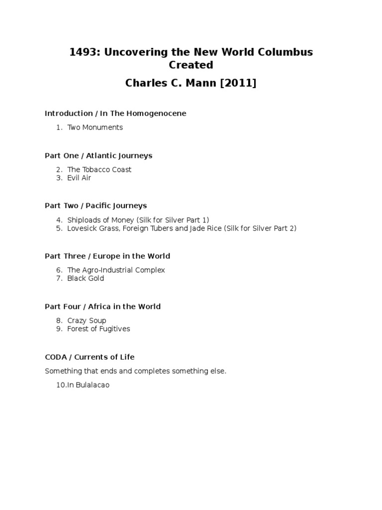 1493: Uncovering The New World Columbus Created Charles C. Mann (2011 ...