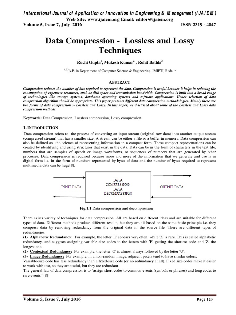 Data Compression - Lossless and Lossy Techniques | Data Compression ...