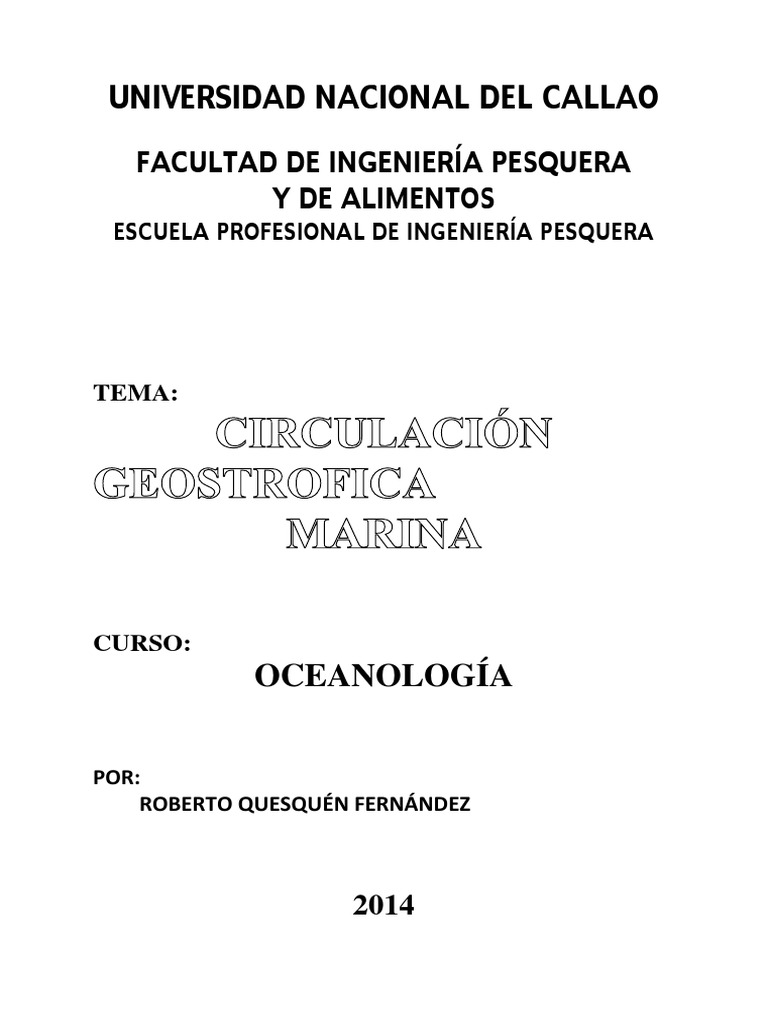 Flujo Geostrófico Oceanología | PDF | Gravedad | Velocidad del viento