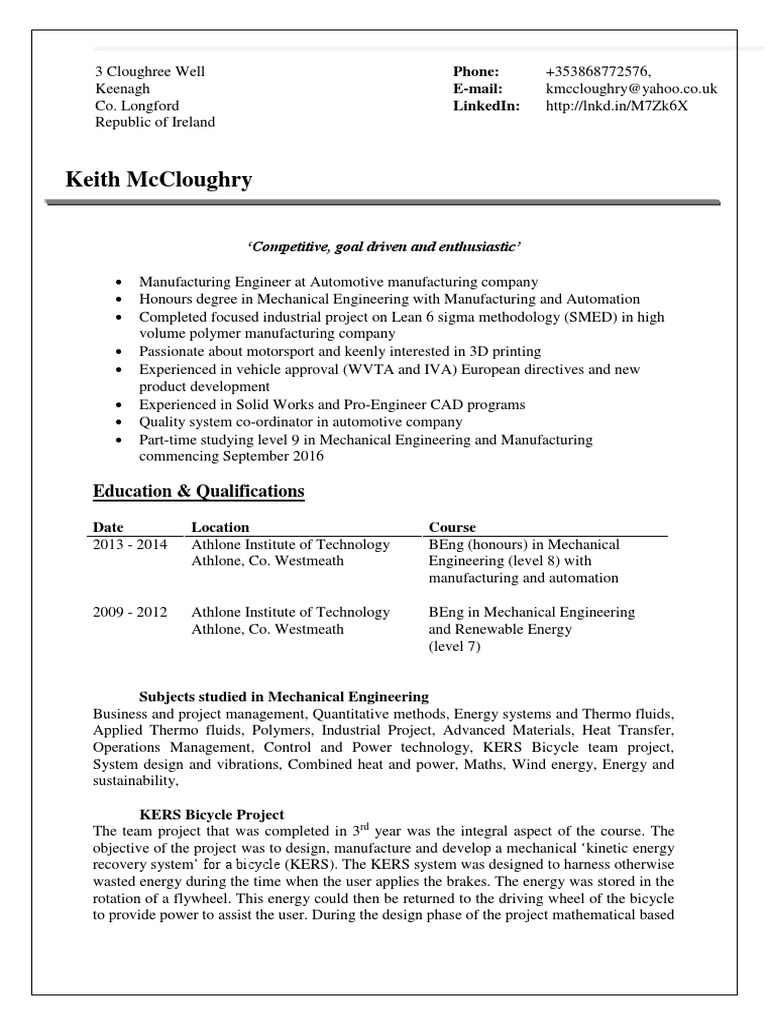 Keith McCloughry's CV 19-07-16 PDF | PDF | Automation | Computer Aided ...