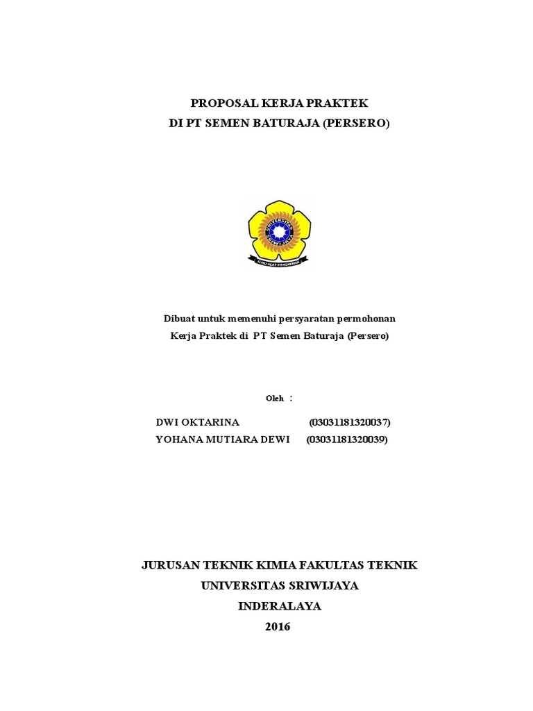 Proposal Kerja Praktek di Semen Baturaja | PDF