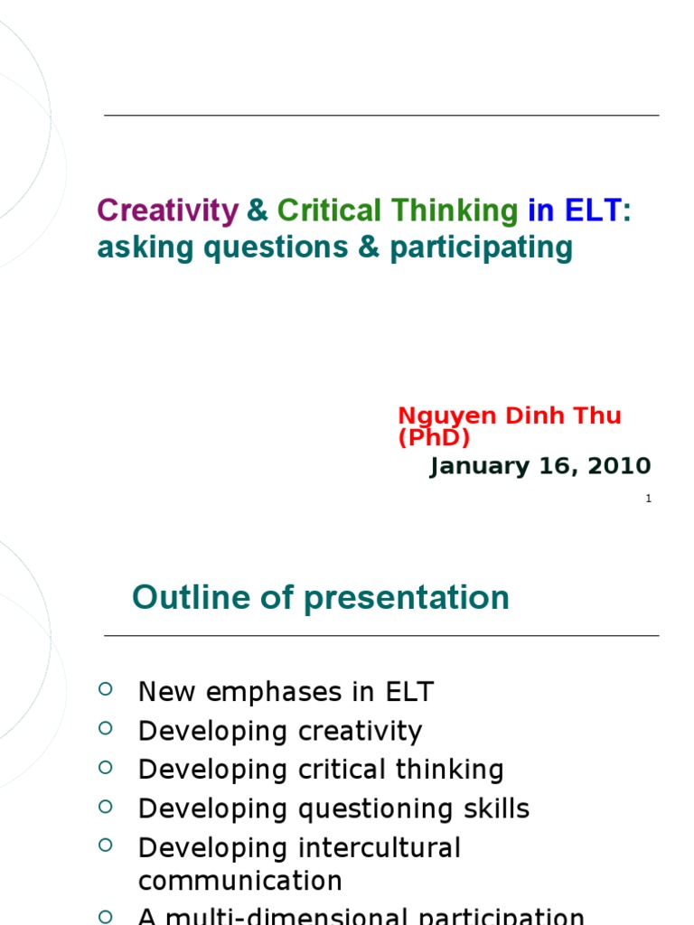 Creativity & Critical Thinking in ELT | PDF | Creativity | Critical ...