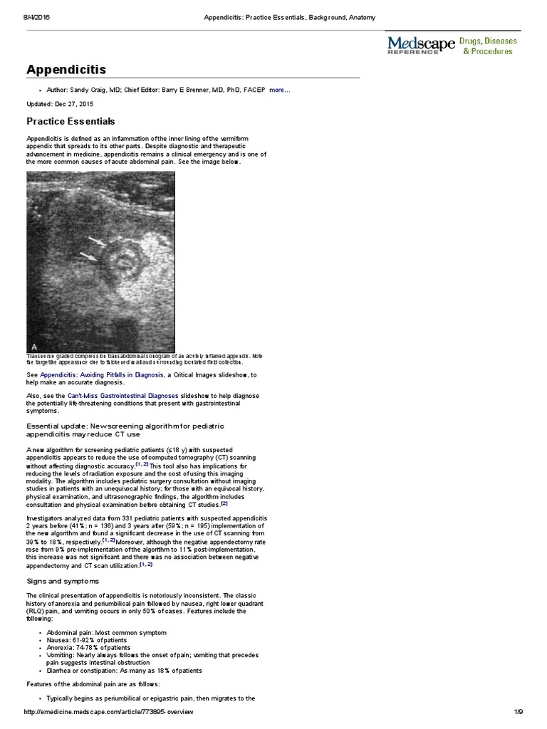 Appendicitis - Practice Essentials, Background, Anatomy | PDF | Ct Scan ...