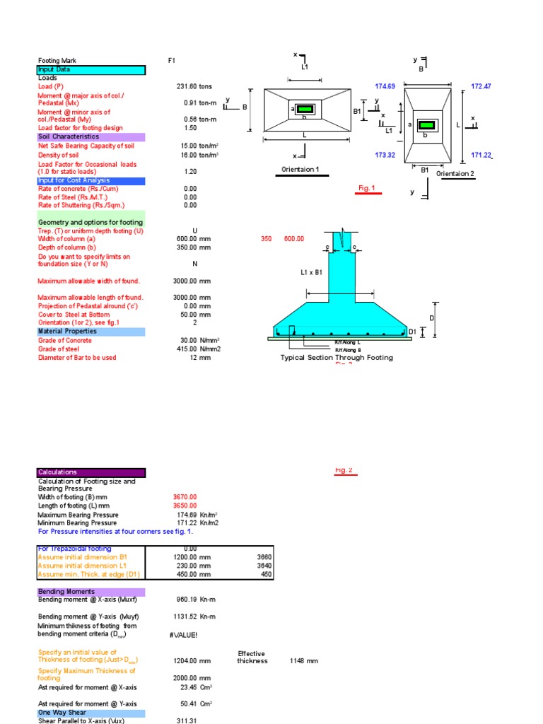 Footing Mark F1: L1 B X y | PDF | Bending | Cartesian Coordinate System