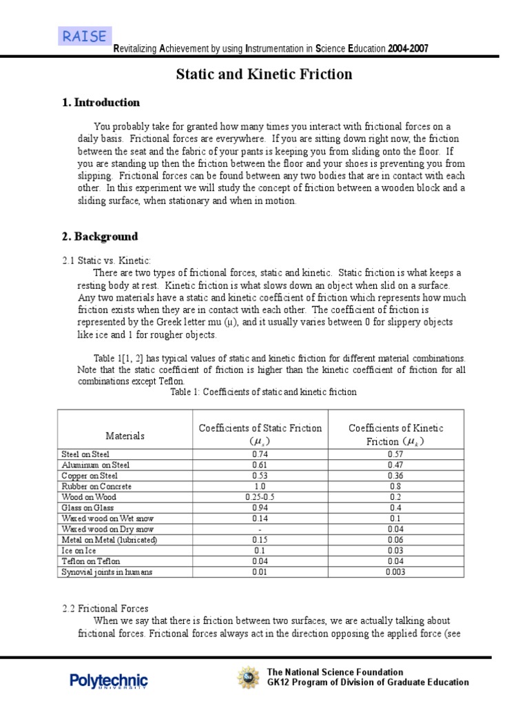 Understanding Static and Kinetic Friction | PDF | Friction | Force