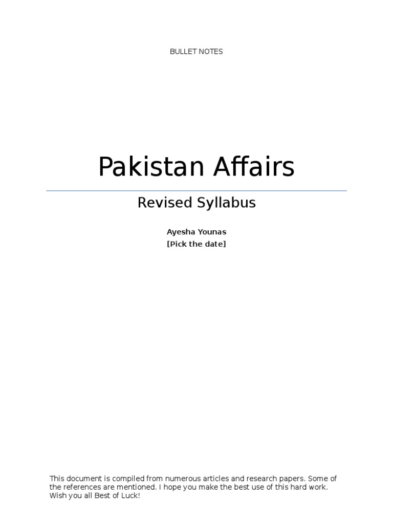PA Notes by Ayesha Younas | PDF | Nuclear Weapons | Muhammad Ali Jinnah