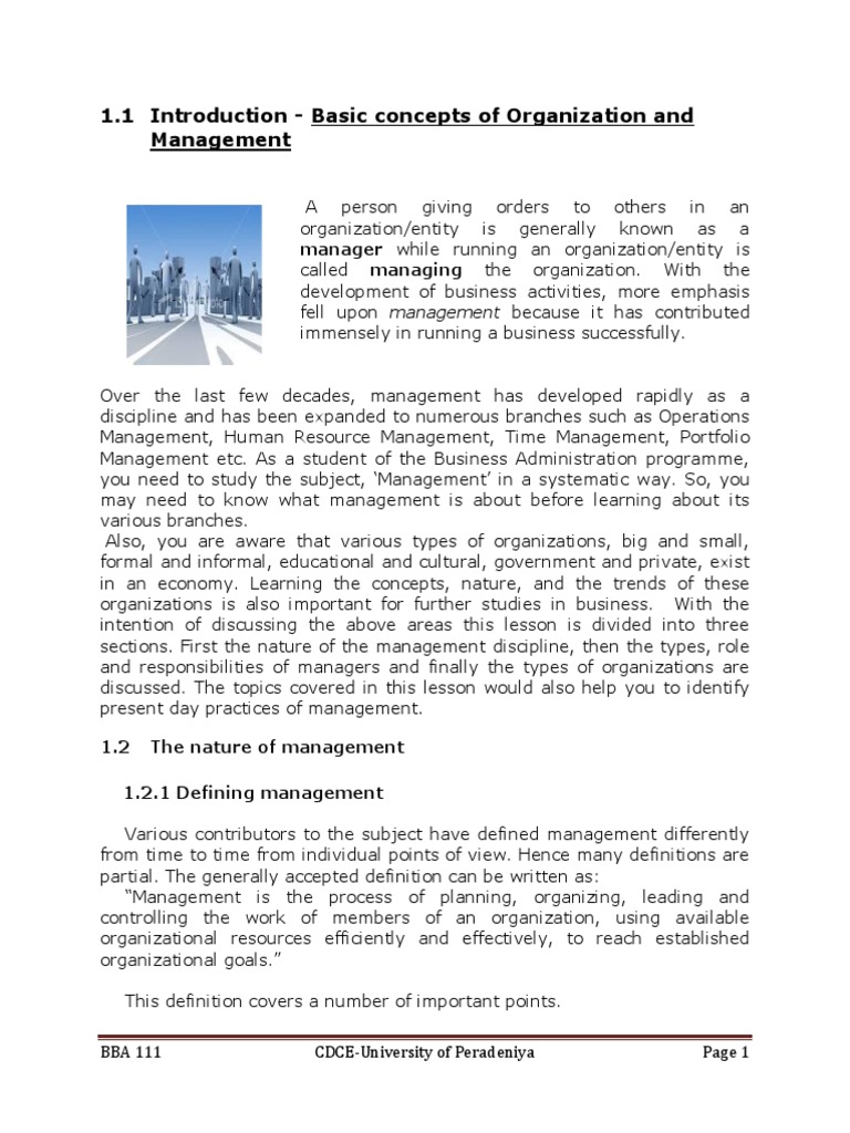 Basic Concepts of Organization Management | PDF | Goal | Science