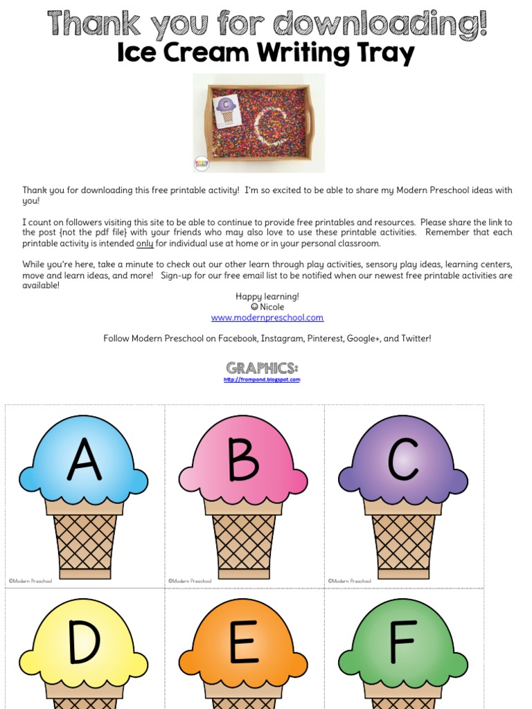 Ice Cream Letter Writing Tray PDF | PDF