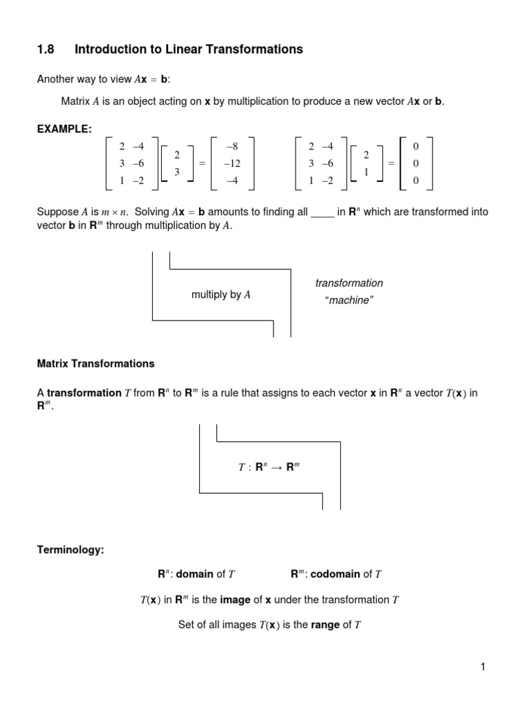 Introduction To Linear Transformation Pdf Matrix Mathematics Vector Space