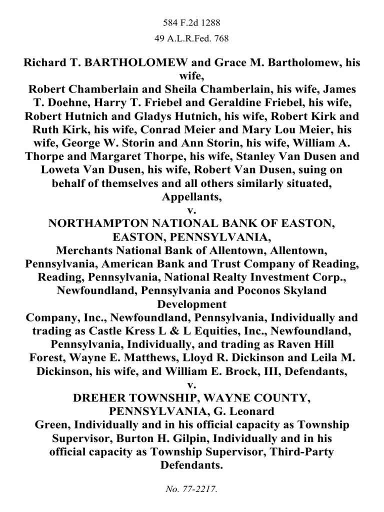 Richard T. Bartholomew and Grace M. Bartholomew, His Wife, Robert ...