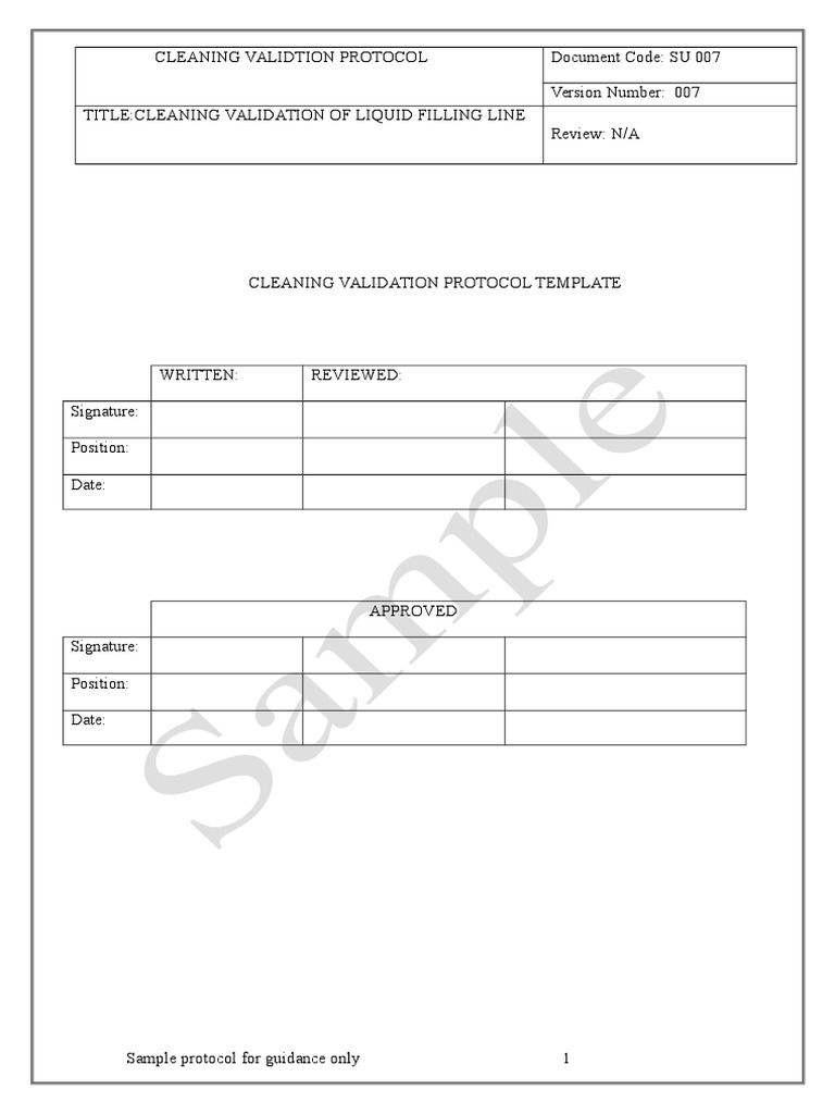 sample cleaning validation protocol.doc | Water Purification ...
