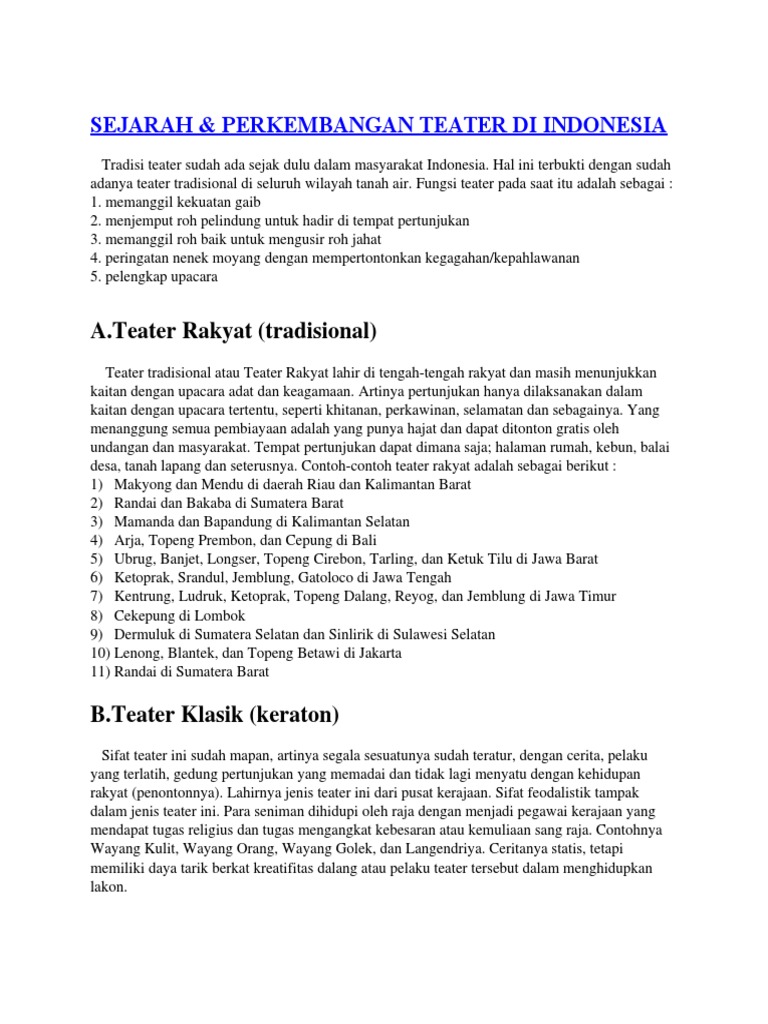 SEJARAH Dan Perkembangan Teater | PDF | Ilmu Sosial | Perjalanan