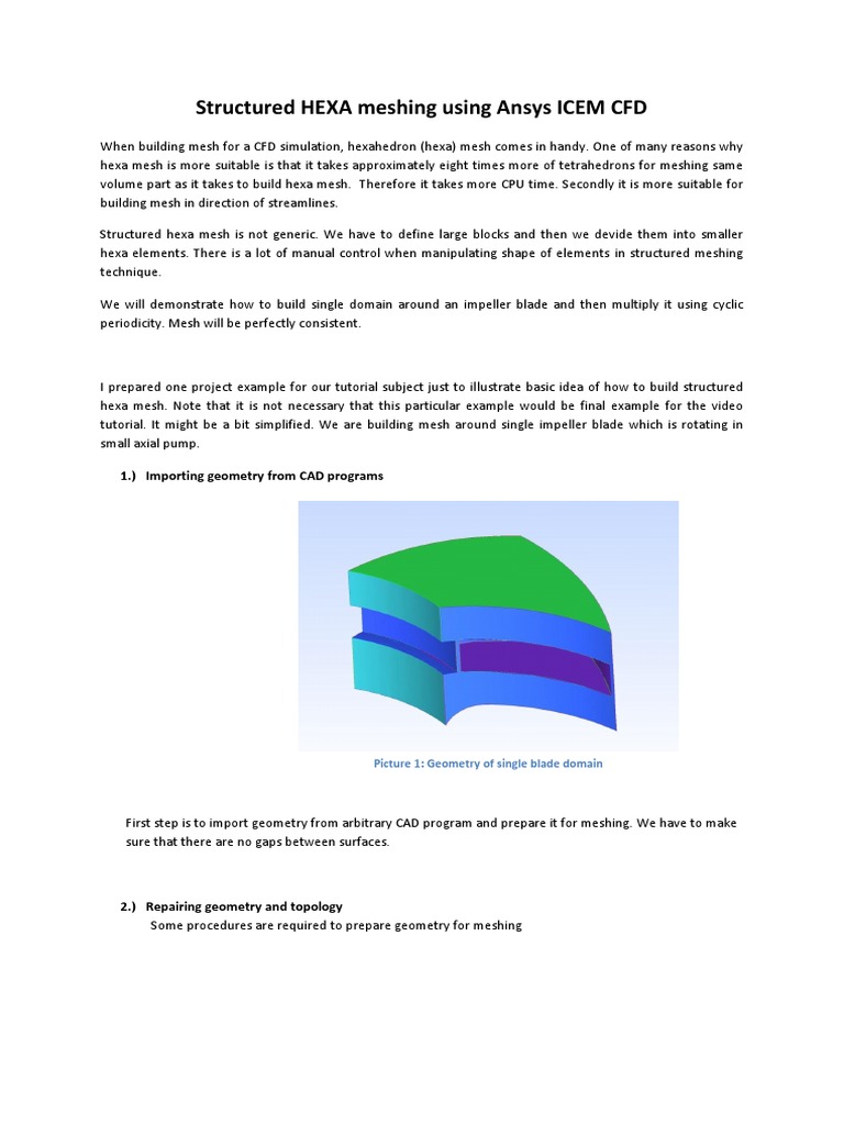 Structured Hexa Meshing in Ansys ICEM CFD | PDF | Geometry | Space