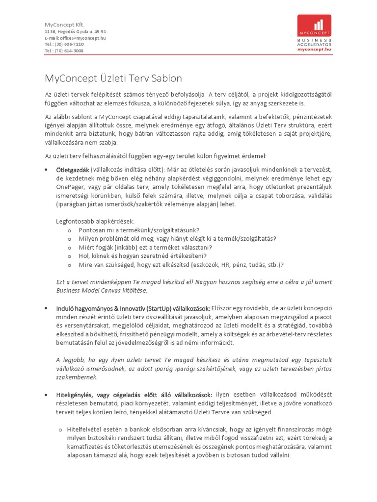 MyConcept Üzleti Terv Sablon | PDF MyConcept Üzleti Terv Sablon | PDF