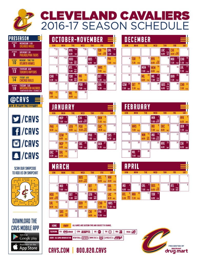 Cavs Schedule | PDF
