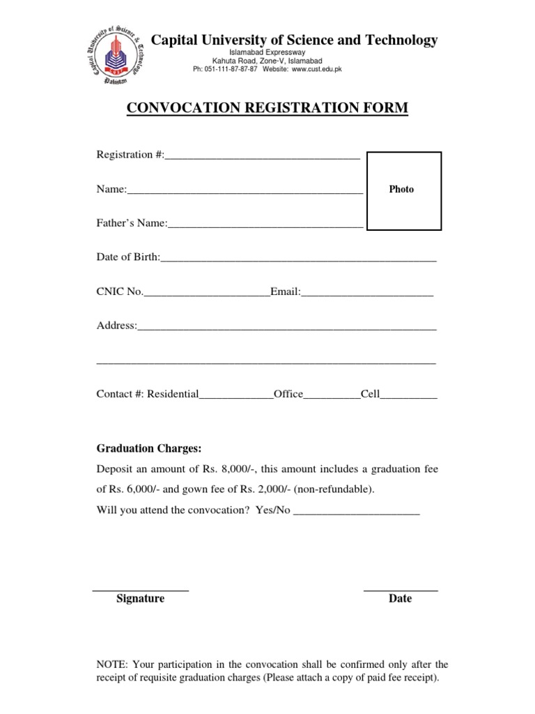 Convocation Registration Form | PDF