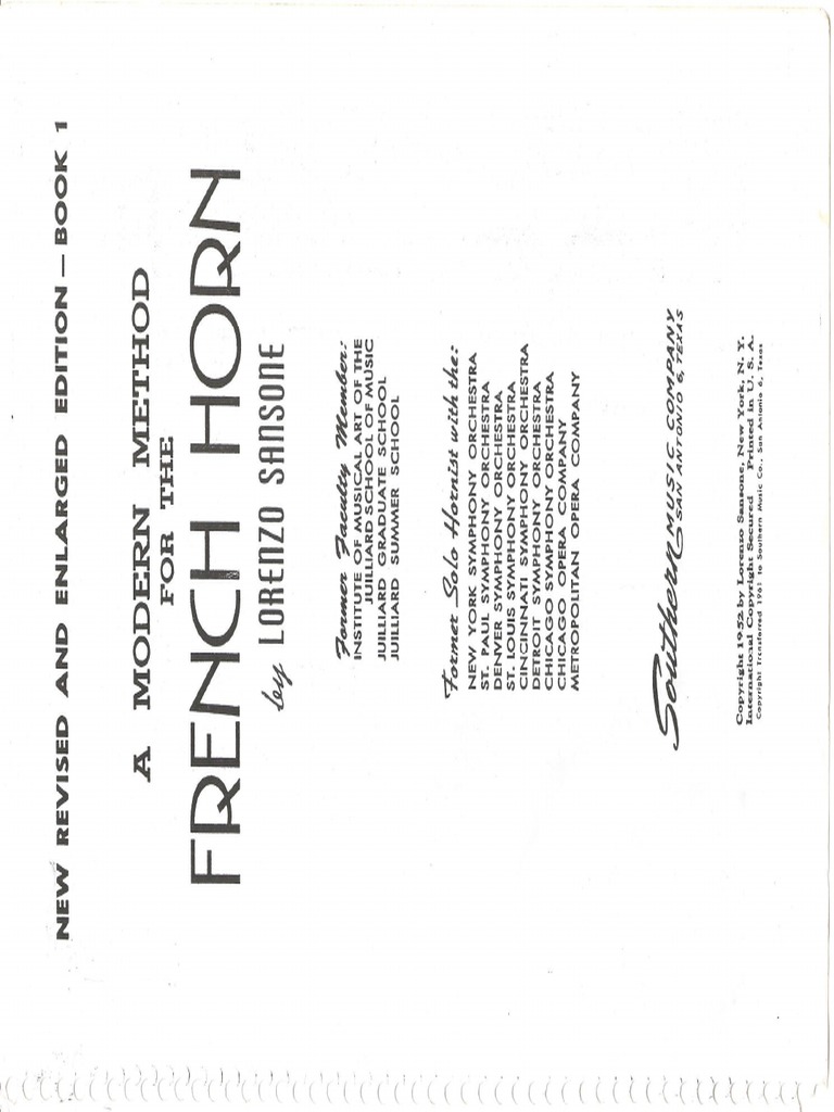 A Modern Methode For The French Horn - Sansone | PDF