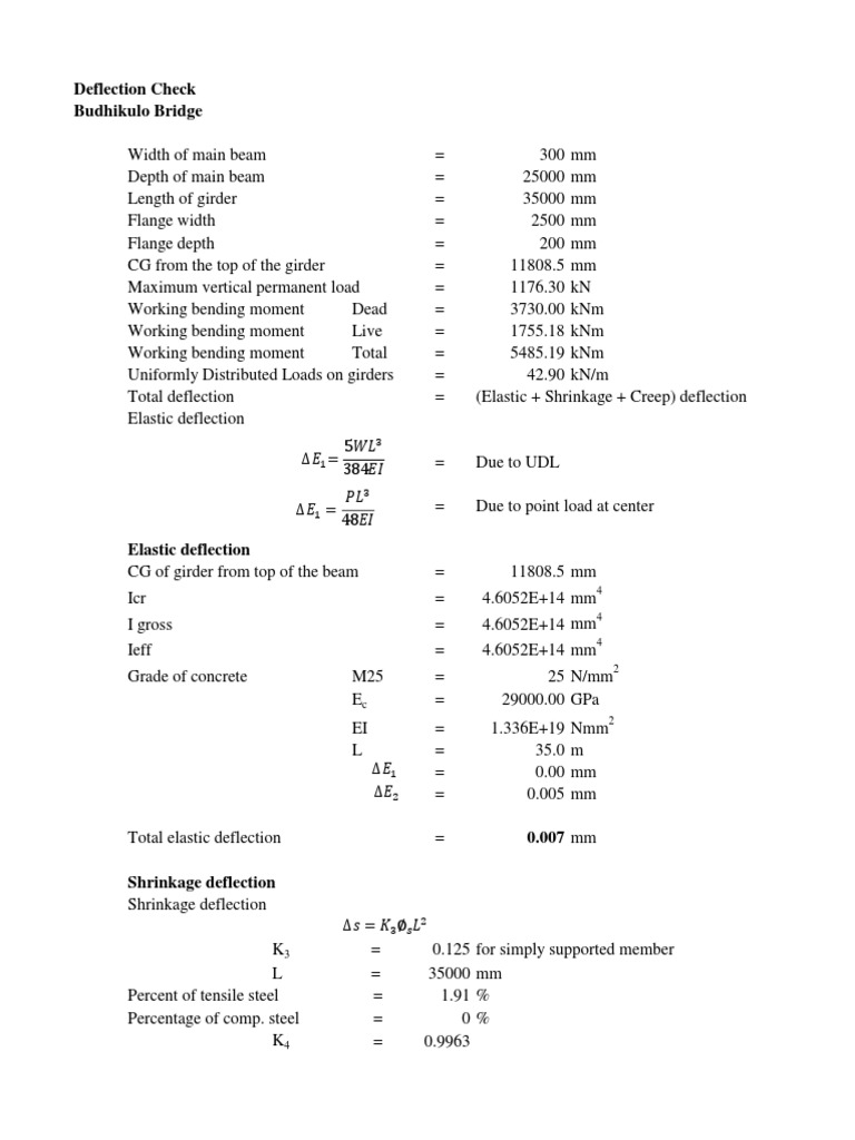Deflection Check Budhikulo Bridge | PDF | Technology & Engineering