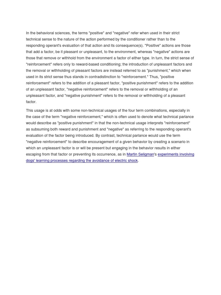 Martin Seligman Experiments Involving Dogs' Learning Processes ...