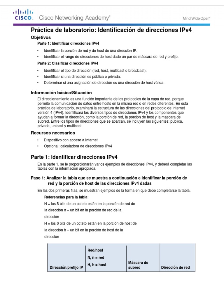 8 1 4 8 Lab Designing And Implementing A Subnetted Ipv4 Addressing Schemenn Pdf Dirección