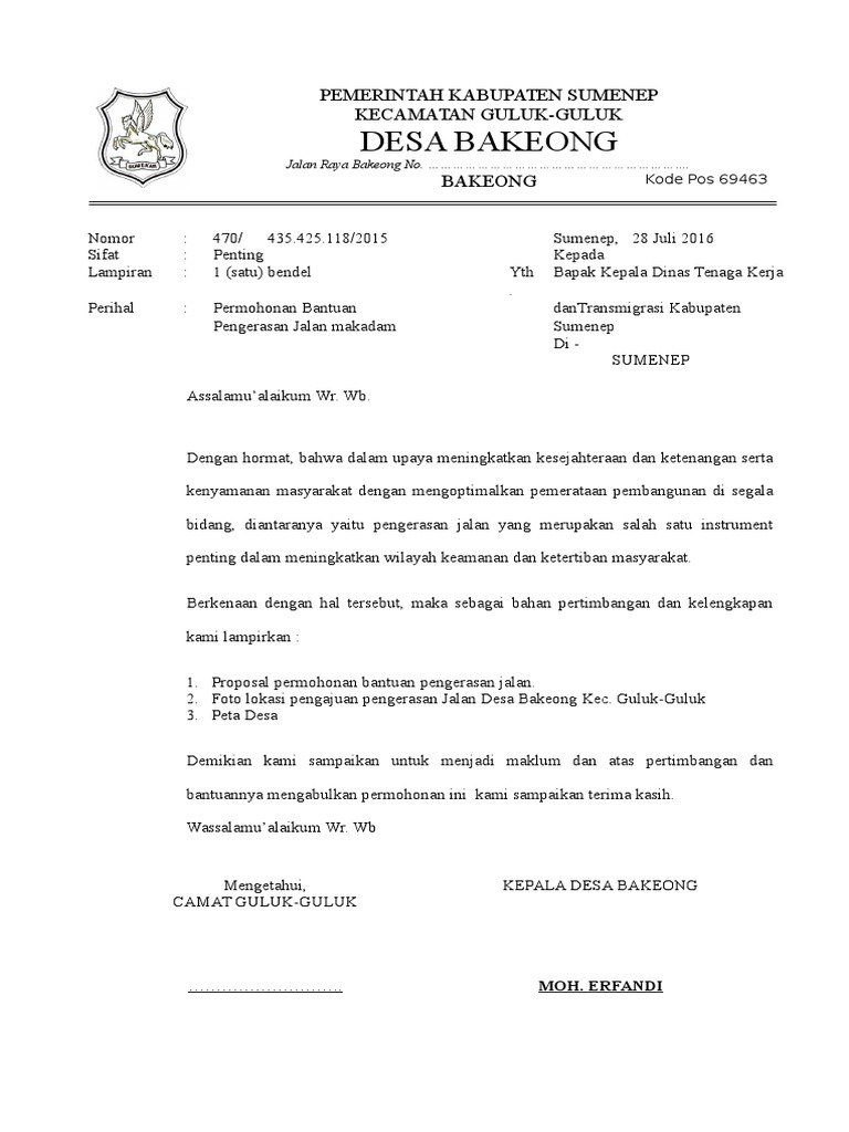 Proposal Pengerasan Jalan Lebille2016 | PDF